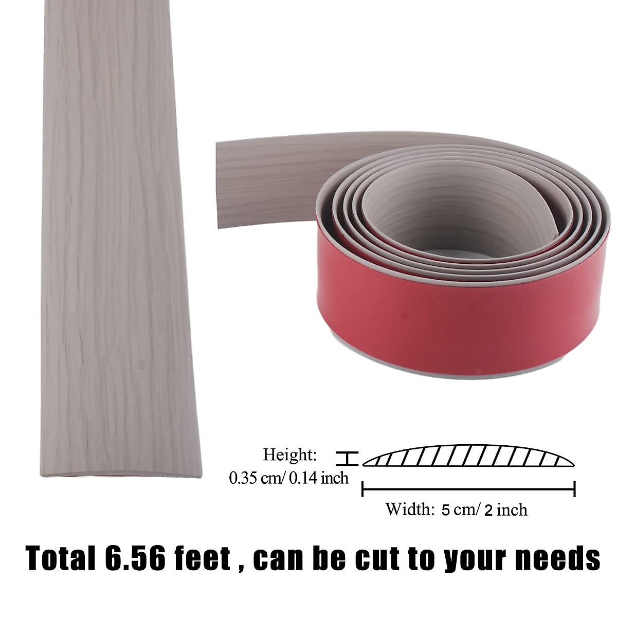 6.56 ft Floor Divider Strip Self Adhesive 2 inch Wide Floor Threshold Strip Vinyl Floor Edge Trim Floor Gap Covering Connecting Strip (Ash Wood Grain)