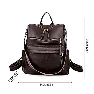 Leather Backpack Purse for Women PU Leather Medium Size Backpack Fashion Anti Theft Handbags and Shoulder Bag Travel Bags, Gray, One Size