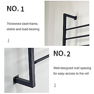 Black Metal Vinyl Holder Rack with 9 Adjustable Hanging Rod, Commercial Garage Wall Mounted Display Rack for Car Color Change Film/Window Film/Wallpaper/Fabric Roll Storage Organizer(30cm/11.8in)