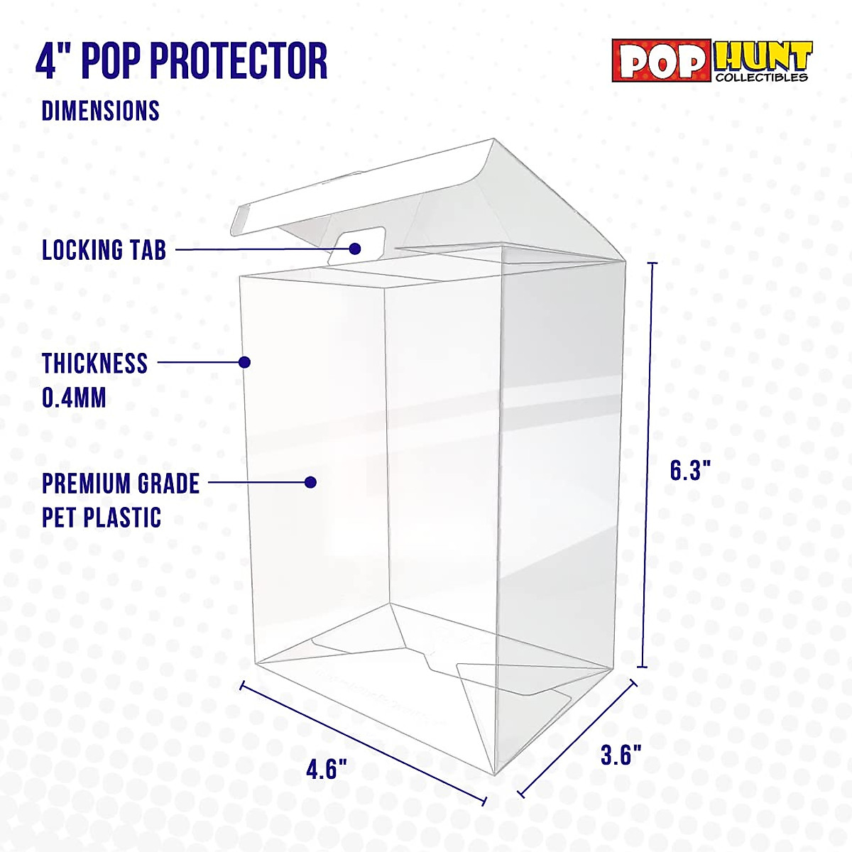 Pop Protector Case for Funko 4" Inch Pop! Locking Tab, Protective Film, Heavy Duty Acid Free 20 Pack