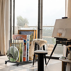 ikare Art Canvas Storage,Art Storage Rack,Metal Canvas Rack Art Storage with Handle & Caster Wheels,Canvas Rack for Art Studio,Gallery,Classrooms