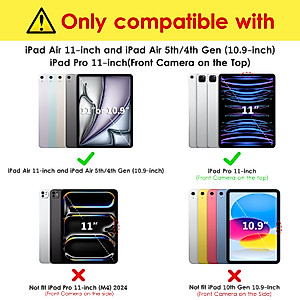 DTTOCASE for iPad Pro 11 Inch 4th/3rd/2nd/1st Generation Case, iPad Air 11-inch / 5th / 4th Generation Case with Clear Back,Pencil Holder,Auto Sleep/Wake,Camera Protection,Blue Purple