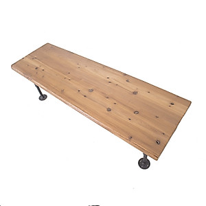 Pipe and Cedar Wood Mudroom and Entryway Storage Bench, Solid Cedar Wood with Pipe Base by William Roberts Vintage