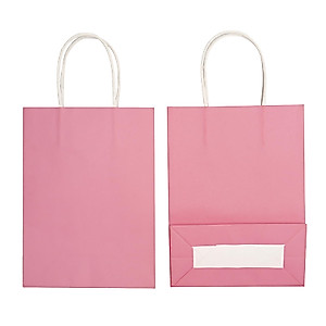 YADIAN 12 Pieces Kraft Paper Party Favor Gift Bags with Handle, Pink Gift Bags Small Size for Halloween, Christmas, Birthday, Wedding and Party Celebrations