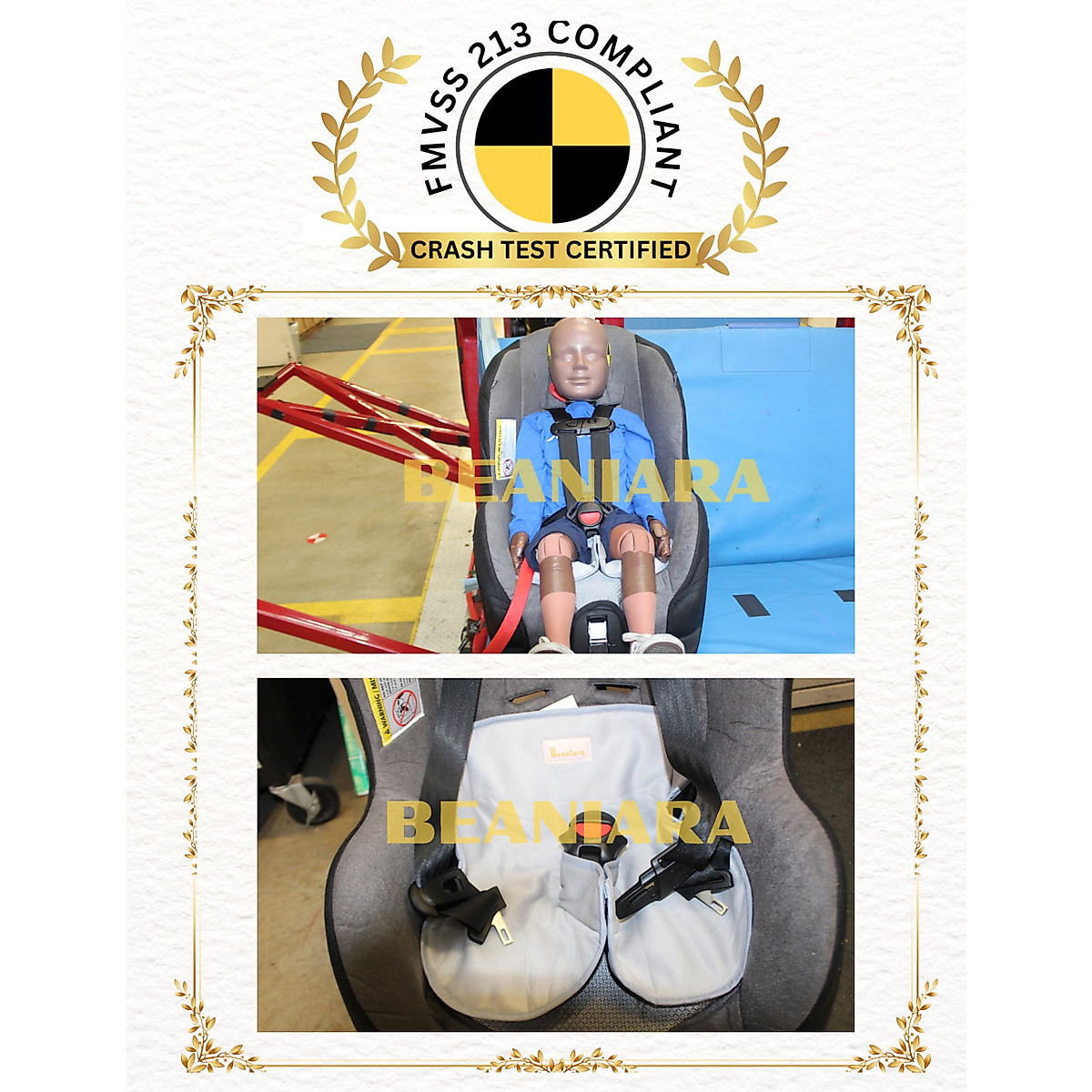 Crash and Flammability Tested,Child Car Seat Protector, Waterproof Anti Slip Piddle Pad for Infant Child Carseat, Booster, Stroller, Dining Chair (Black)