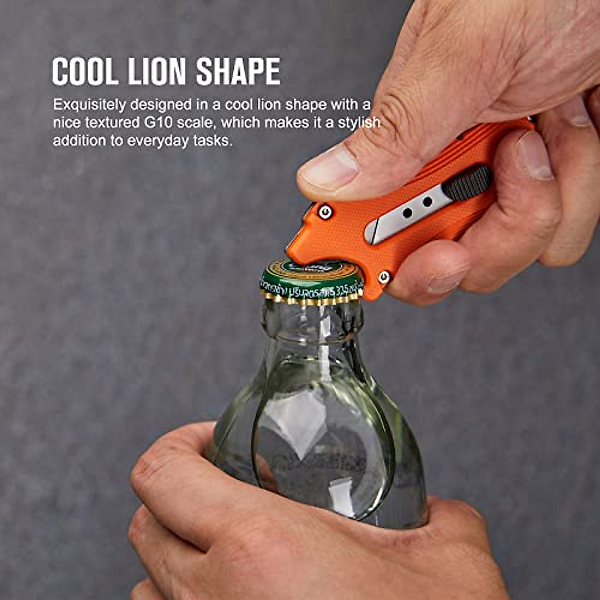 OKNIFE Otacle EDC Box Opener, Multifunctional Tool with Bottle Opener, Hex Wrench and 6.35 mm Slotted Screwdriver(Orange)