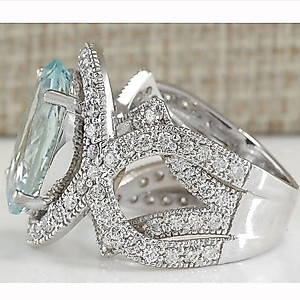 STORE247 Elegant Luxurious For Women Jewelry Wedding Engagement Gift Elliptical Light Blue Cubic Zirconia Ring