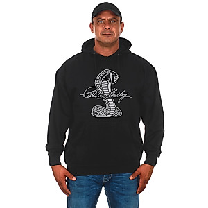 JH DESIGN GROUP Men's Shelby Cobra Snake Pullover Hoodie Black Sweatshirt (X-Large, GEN4-black)