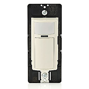 Leviton DOS02-1LT Motion Sensor Light Switch, Motion Activated, Auto-On/Auto-Off, 2A, No Neutral Wire Required, Single Pole, Light Almond