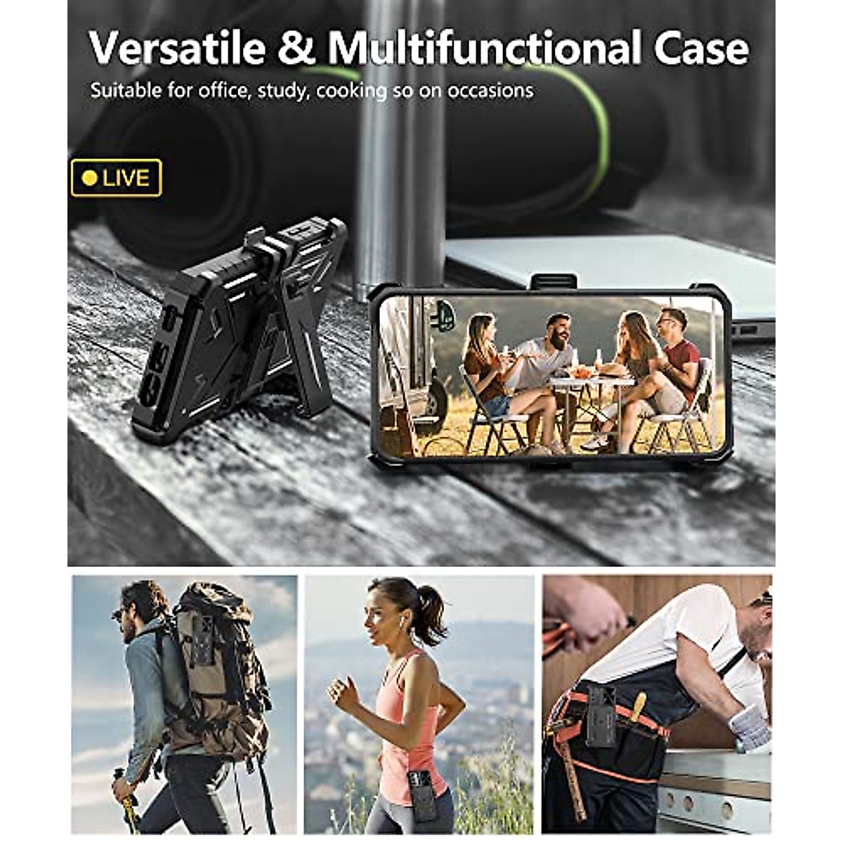 Case for Samsung Galaxy A13 5G: Military Grade Drop Proof Protection Rugged Protective A13 5G/4G Phone Cover with Belt Clip Holster Kickstand & Slide - Shockproof TPU Matte Textured Bumper - Black