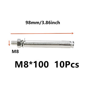 Dahszhi 10Pcs Stainless Steel M8x100mm Hex Nut Sleeve Hammer Drive Anchor Expansion Bolt Fastener