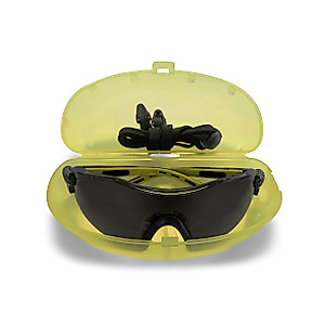 SafetyPlus Anti-Fog Safety Glasses (Clear Lens) SPG801CL-AF, ANSI Z87.1, Scratch Resistant, Wrap Around Lens, Adjustable Temple & Hinges, UV Protection, Case & Strap Included