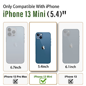 Buleens Astronaut iPhone 13 Mini Case, Clear with Glitter & Spaceman Stand, Purple