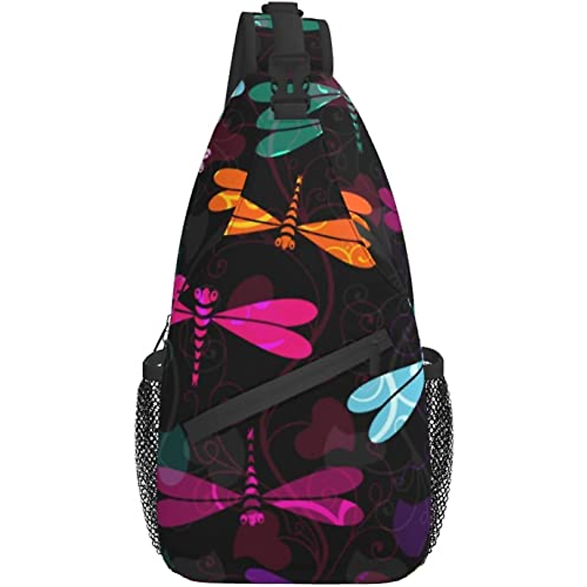 Colorful Dragonfly Pattern Cross Chest Bag Diagonally Sling Backpack Crossbody Shoulder Bag Travel Hiking Daypacks for Men Women