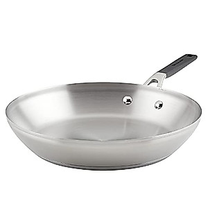 KitchenAid Stainless Steel Frying Pan/Skillet, 12 Inch, Brushed Stainless Steel