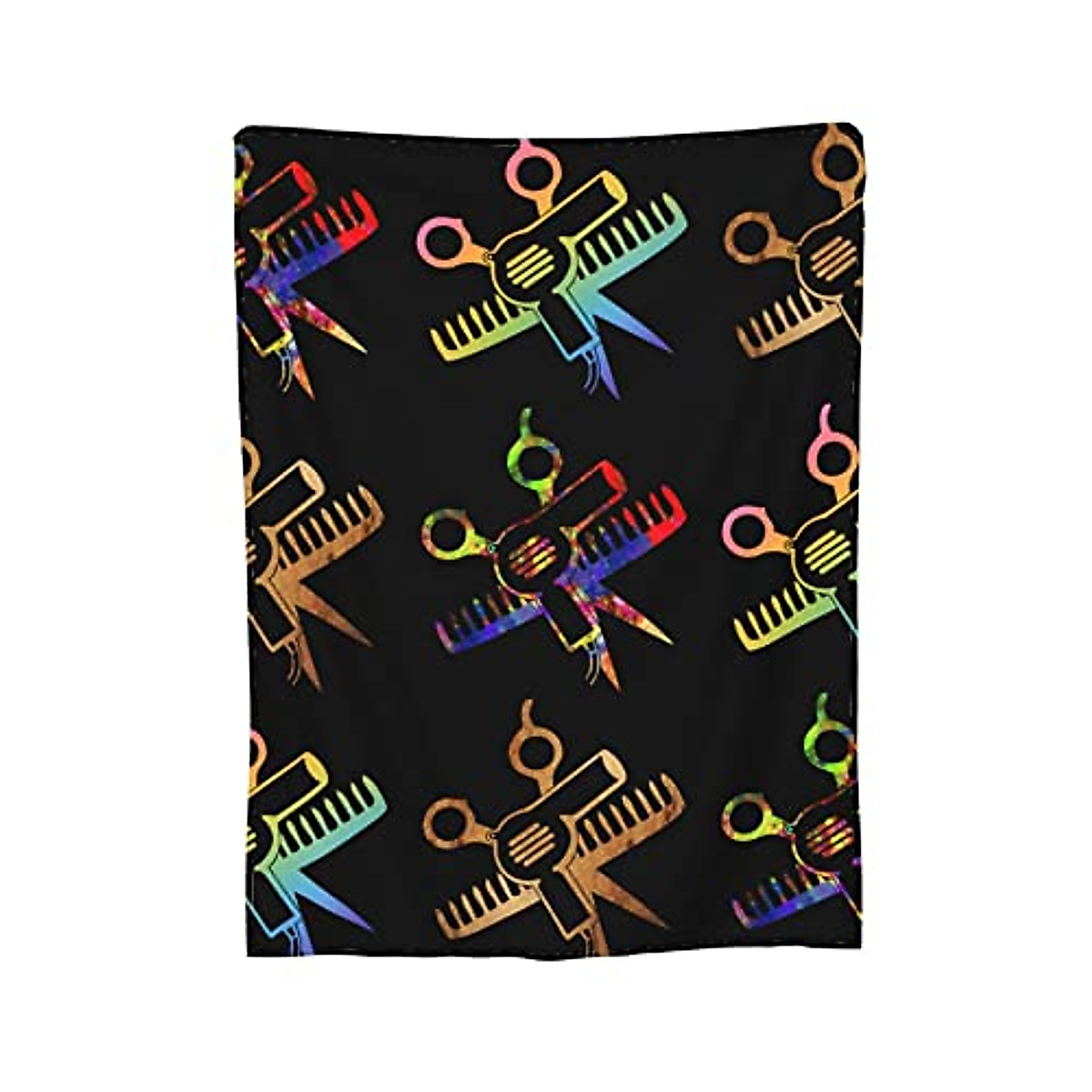 Scissors and Comb Hair Stylist Salon Black Soft Throw Blanket All Season Microplush Warm Blankets Lightweight Tufted Fuzzy Flannel Fleece Throws Blanket for Bed Sofa Couch 50x60in