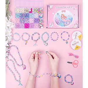 DUDUCOFU 900Pcs Mermaid Bracelet Making Kit for Girls Kids Charm DIY Beads for Jewelry Making, Friendship Bracelet Kit with Ocean Pearl Shell Butterfly Beads for Bracelet Necklace Making