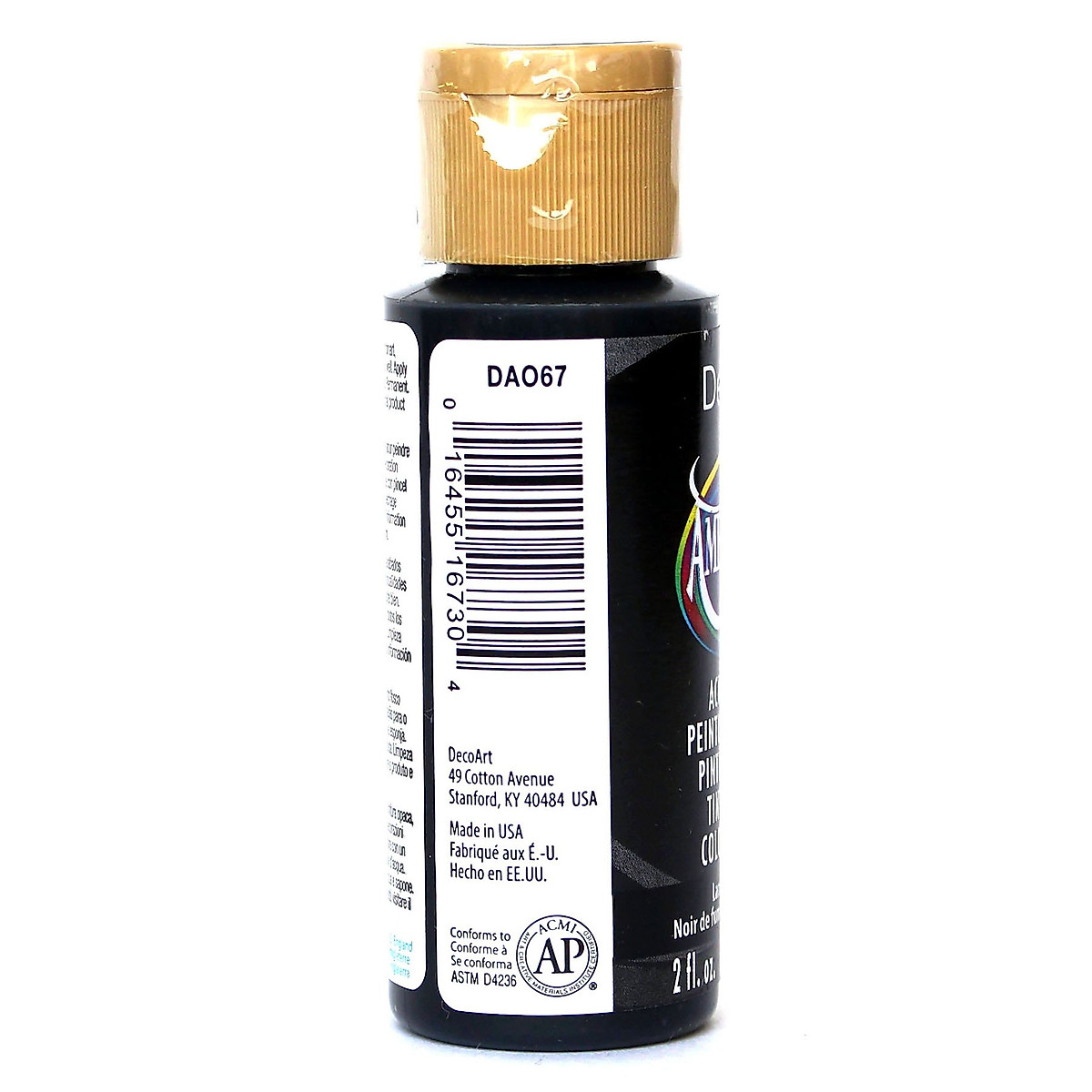DecoArt Americana Acrylic Paint, 2-Ounce, Lamp Black (DAO67-3)