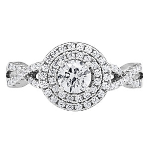 Beyond Brilliance 0.30 Carat Diamond, Sterling Silver Prong Set Round Cut Cubic Zirconia Double Halo Engagement Ring Wedding Fashion Jewelry for Women | Gift Box Included