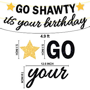 Ushinemi Glitter Go Shawty It's Your Birthday Banner, Rap Hip Hop Birthday Party Decorations, Black Funny Birthday Photo Backdrop