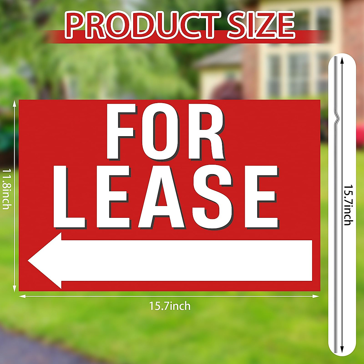 Mumufy 5 Pcs 12 x 16 Inch for Rent Sign with Stand Double Sided Corrugated Plastic Red White for Lease Sign with 10 Pcs Tall Stands for Outdoor House Business Supplies