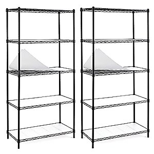 EFINE 2-Pack 5-Shelf Shelving Unit, Adjustable, Heavy Duty Carbon Steel Wire Shelves, 150lbs Loading Capacity Per Shelf, Units and Storage for Kitchen Garage (30W x 14D 60H) Black, S200-5X2