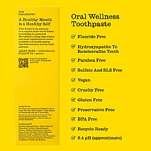 Twice Fluoride Free Hydroxyapatite Toothpaste, Gentle Charcoal Whitening. No Mess, Great Tasting, Complete Oral and Dental Care (ICY Mint Flavor - 1 Pack)