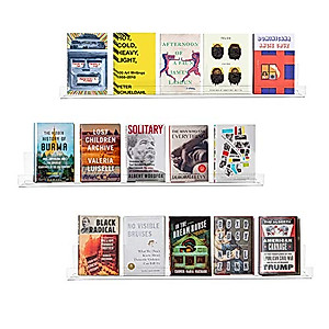 Fasmov 6 Pack 15 Inch Acrylic Floating Bookshelf, Invisible Wall Bookshelves for Kids Room, Living Room, Office, Bedroom, Bathroom, Kitchen