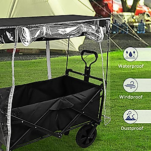 LOSCHEN] Wagon Rain Wind Cover for Outdoor Garden Camping Picnic Wagon Stroller Waterproof,Folding Trolley Cart Accessories((Cart Not Included))