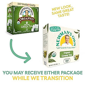 Newman's Own Organics Green Tea, 100 Individually Wrapped Tea Bags, 100 Count (Pack of 5)