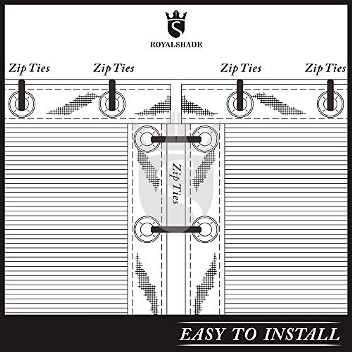 Royal Shade 6' x 50' Black Fence Privacy Screen Cover Windscreen with Heavy Duty Brass Grommets -Cable Zip Ties Include -Make Custom Size