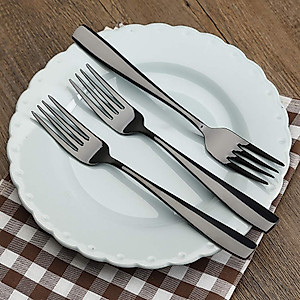 Eslite 12-Piece Black Stainless Steel Dinner Forks Cutlery Forks Set,8-Inches