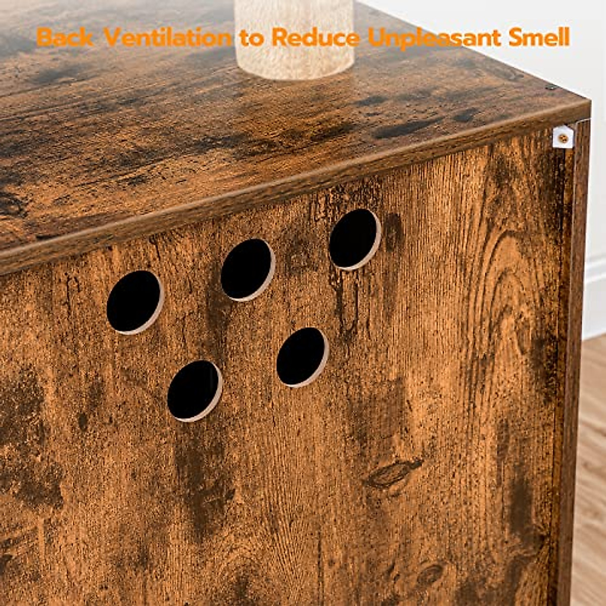 HOOBRO Litter Box Enclosure with Cat Tree Tower, Hidden Cat Washroom with Scratching Post and Soft Plush Perch, Wooden Cat Furniture, Indoor Pet Cabinet with Multiple Platforms, Rustic Brown BF12MW03