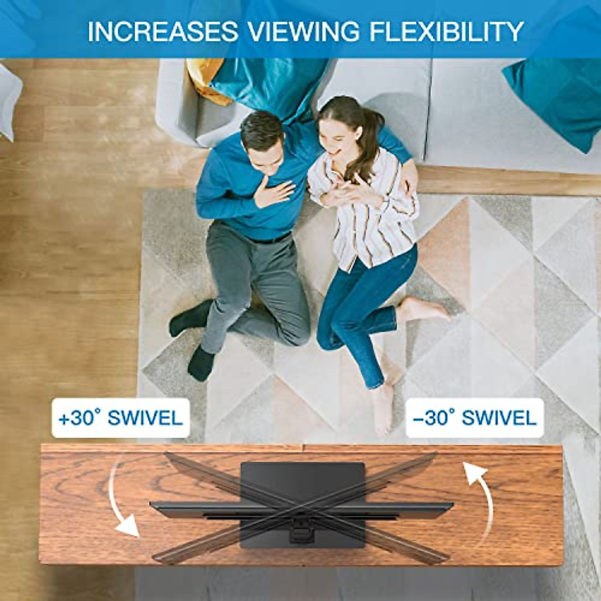 PERLESMITH Universal Swivel TV Stand-Table Top TV Stand Base for 37-70 inch LCD OLED Flat Screen 4K TVs Height Adjustable TV Stand Mount with Heavy Duty Tempered Glass Base VESA 600x400mm