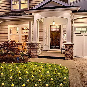 T4U888 30 PCS Mushroom Solar Lights, 8 Modes Outdoor Fairy Lights with 800Mah Battery Waterproof Garden Light for Backyard Wedding Christmas Party(Warm White-1)