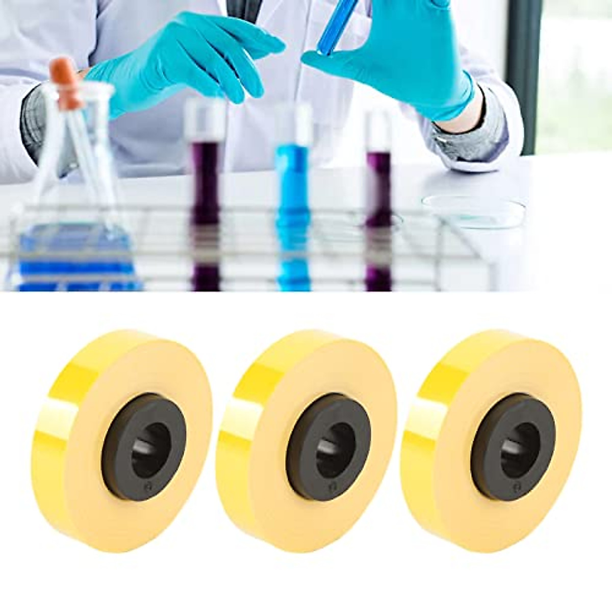 3 Roll Label Maker Tape Refills Tape Each 26.2ft Length 9mm Width Tear Resistant PET Label Maker Tape Refills for LM 370 380 390 (Yellow)