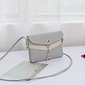 Leather Shoulder Bag for Women Fawn Pendant Messenger Women Phone Bag Crossbody Tote Shoulder Bags for (Grey, One Size)