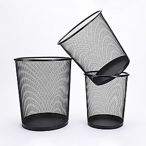 Waste Paper Basket Small Cylinder Trash Can for Home or Office Mesh Round Bins, Reinforced Solid Rim and Base for Garbage or Recycle