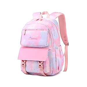 Tanou Kids Backpacks for Girls, 16 Inch Elementary Middle School Backpack, 2023 Lightweight Girl Bookbags with Anti-theft Pocket, Pink