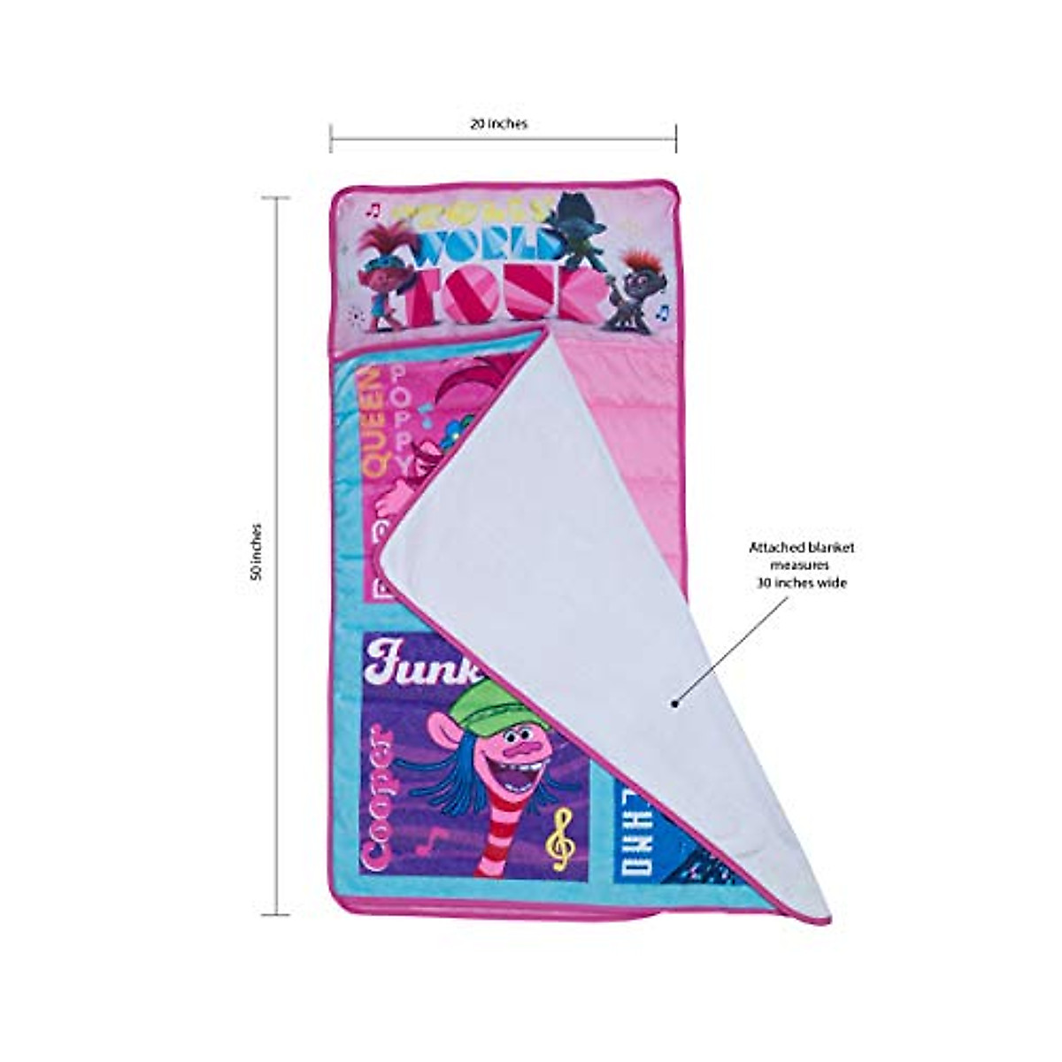 DreamWorks Trolls World Tour Nap Mat, Pink, Toddler , 46x21 Inch (Pack of 1)