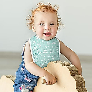 Snap Muslin Bibs for Girls, 3-Pack Baby Bibs for Infants, Newborns and Toddlers, 100% Cotton Muslin Absorbent & Soft Layers, Adjustable Snaps,"Girlish Romance"