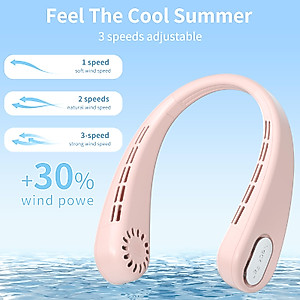 Portable Neck Fan, Hands Free Bladeless Personal Fan, 4000mAh Battery 4-16H, 360° Fast Cooling, No Hair Twisting, Ultra Quiet, Travel Essentials, Suit Home Office Sports, Gifts for Women Men-Pink