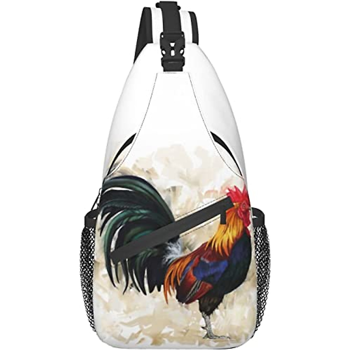 Sling Bag Rustic Rooster Chicken Watercolor Hiking Daypack Crossbody Shoulder Backpack Travel Chest Pack for Men Women
