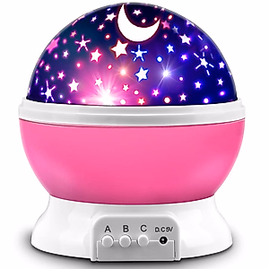 MOKOQI Star Projector, Night Light Lamp Fun Gifts for 1-4-6-14 Year Old Girls and Boys Rotating Star Sky Moon Light Projector for Kids Bedroom Decor -Pink