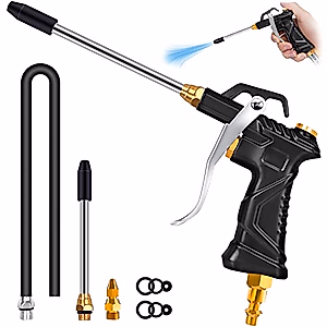 Air Compressor Accessories - Air Gun Blower - Air Blow Gun - Pneumatic Tools - Air Gun for Compressor - Air Guns with 2 Steel Air Extensions, Brass Adjustable Air Nozzles, and Universal Blowing Hoses