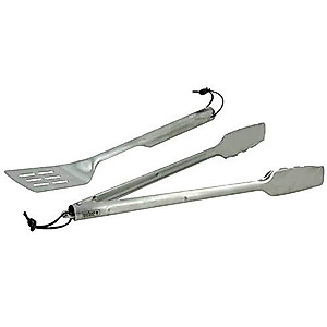 Weber 8302 2-Piece Basic Barbecue Cutlery Set, Stainless Steel, Barbecue Tongs and Spatula