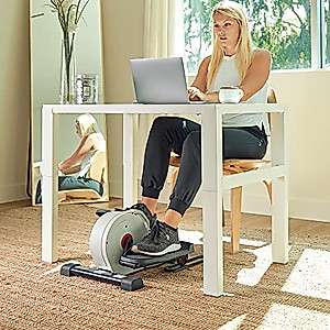 Sunny Health & Fitness Fully Assembled Magnetic Under Desk Elliptical Peddler, Portable Foot & Leg Pedal Exerciser(White) - SF-E3872