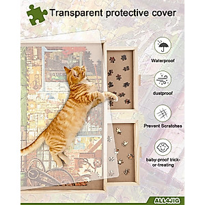 ALL4JIG 1500 Piece Rotating Puzzle Board with Drawers and Cover,26"x35"Portable Wooden Jigsaw Puzzle Table for Adults Portable,Lazy Susan Spinning Puzzle Boards Birthday Gift for mom