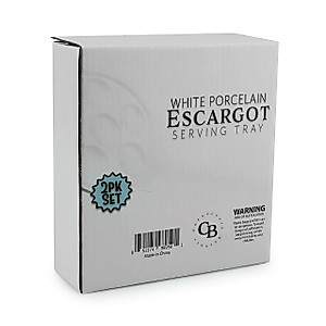 Cornucopia White Ceramic Escargot Plates (2-Pack), 6.5-Inch Footed Dishes, Oven Safe