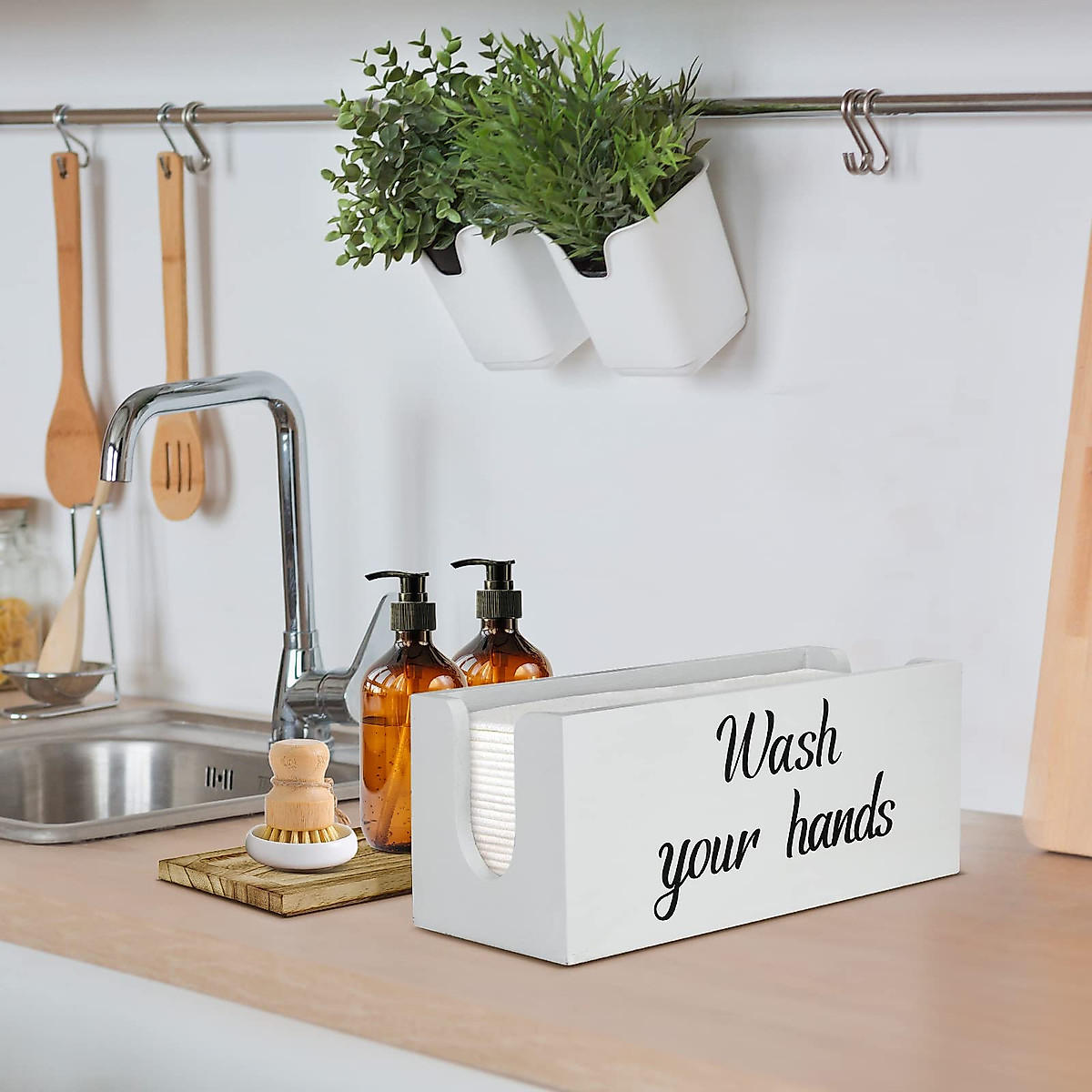 PICKKROSS Solid Wood Paper Towel Dispenser Wall Mount, Commercial Paper Towel Holder with Lid Countertop, C-Fold, Z-Fold, Trifold Paper Towel Dispenser Hand Towel Holder for Bathroom and Kitchen